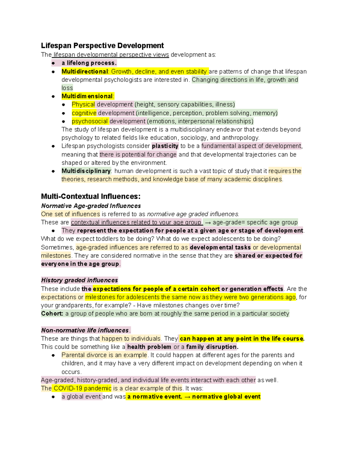 PSYC333 Lesson 1 - eConcordia - Lifespan Perspective Development The ...