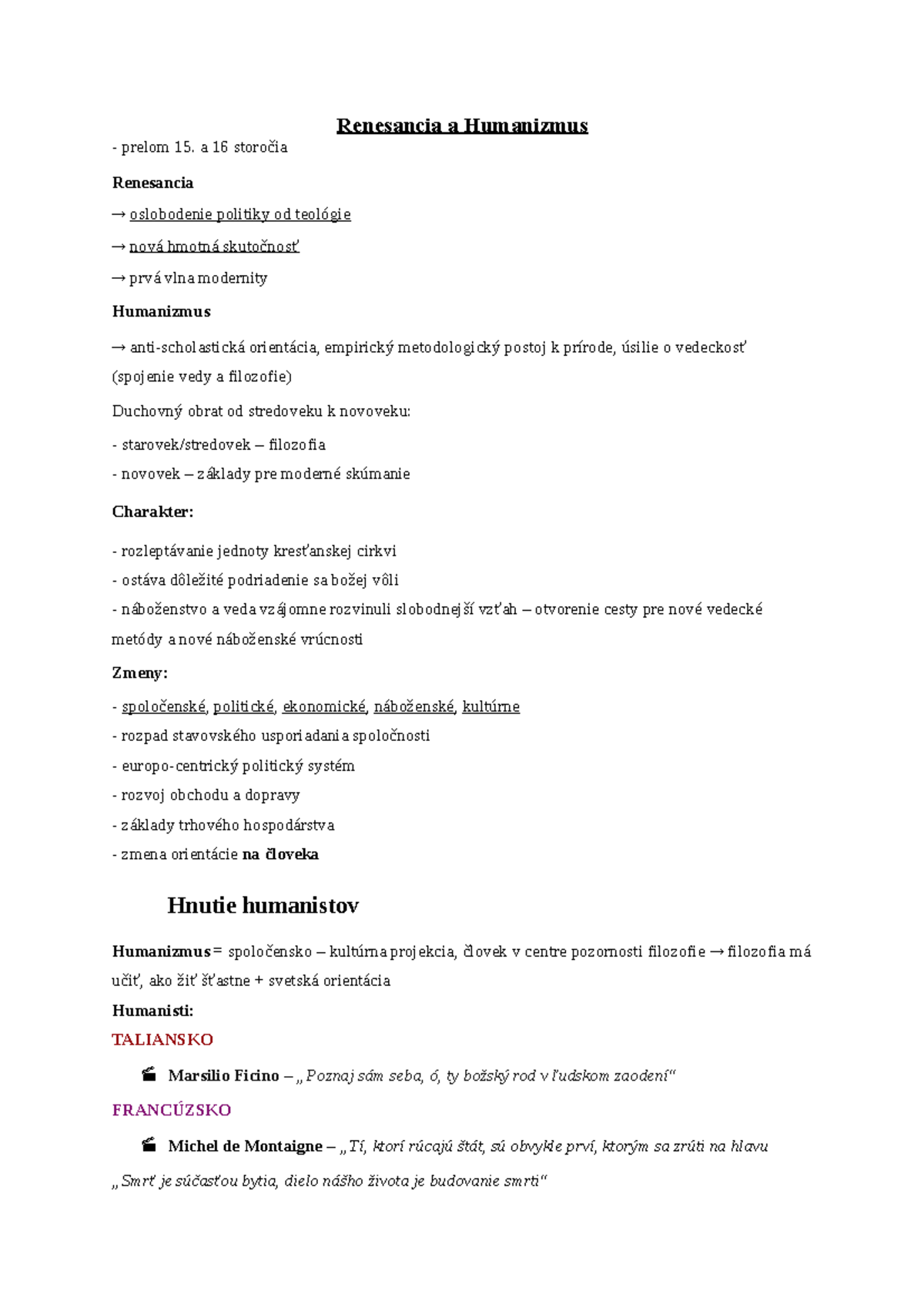Klasická politická filozofia- Renesancia a Humanizmus - Renesancia a ...