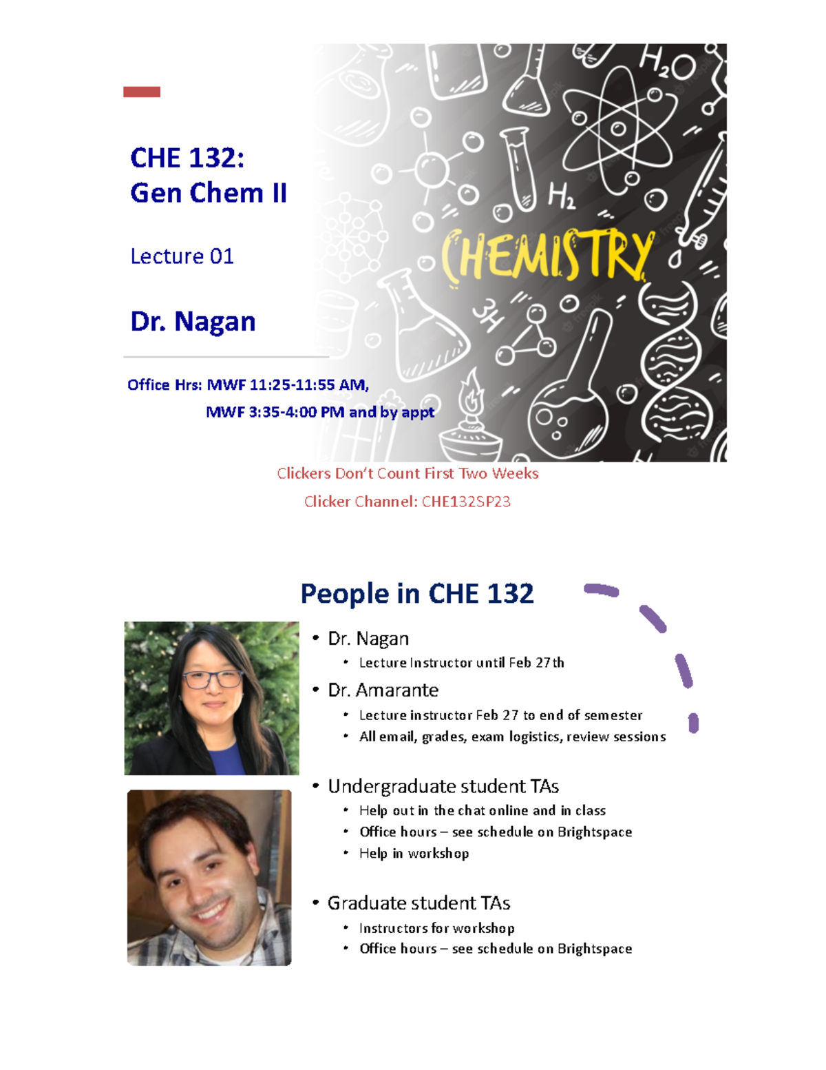 Lecture 01 Intro forstudents - CHE 132: Gen Chem II Lecture 01 Dr ...