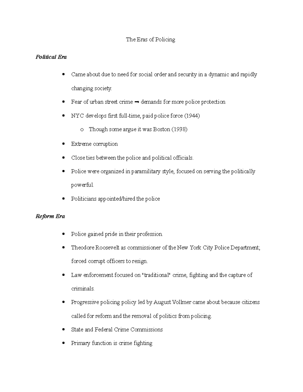 Eras of Policing: Political Reform Community New - Studocu