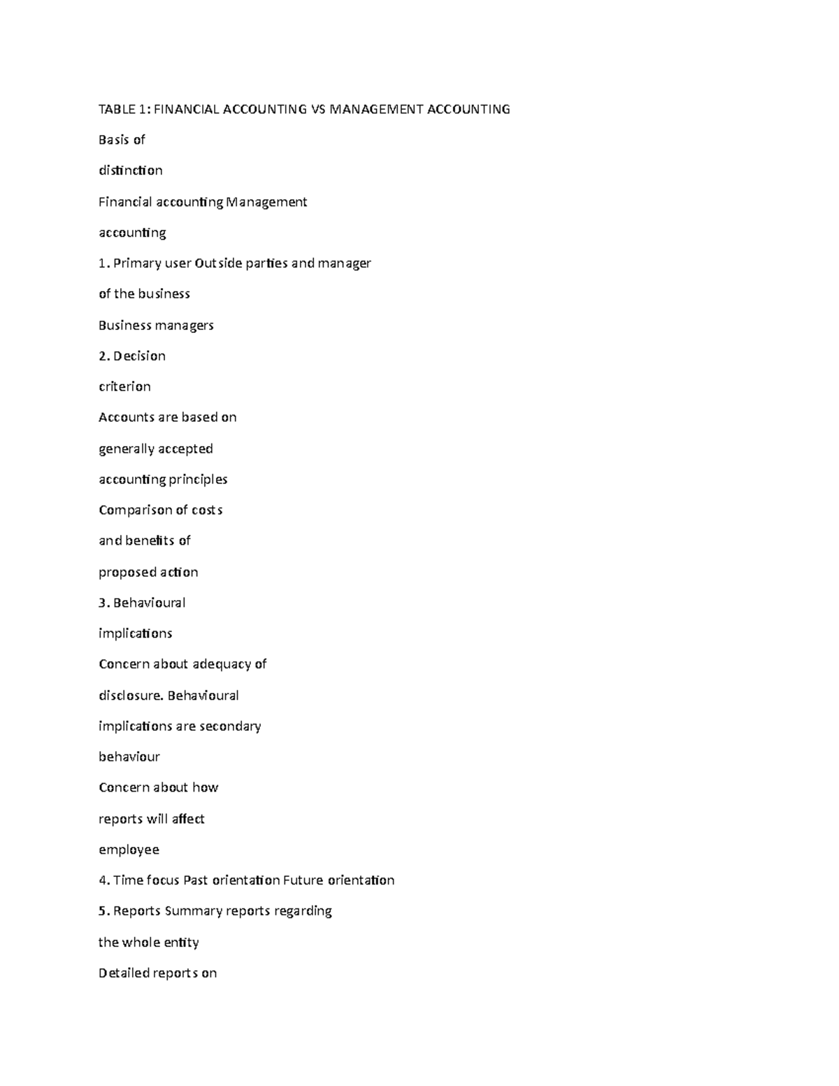 Accounting 12 - Lecture notes 12 - TABLE 1: FINANCIAL ACCOUNTING VS ...