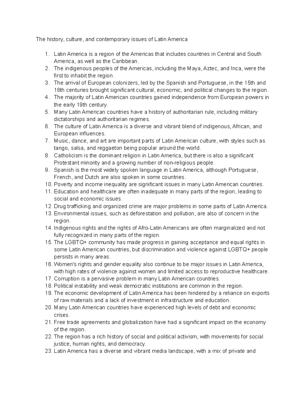 The history, culture, and contemporary issues of Latin America - The ...