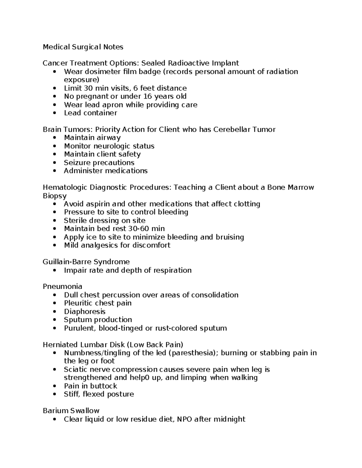 Medical Surgical Notes - Medical Surgical Notes Cancer Treatment ...