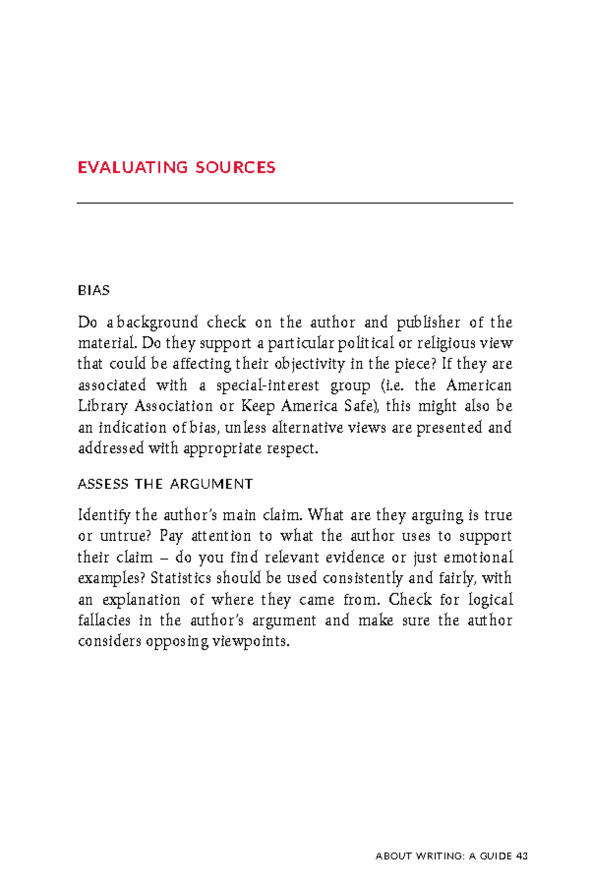 About writing a guide 5 - EVALUATING SOURCES BIAS Do a background check ...