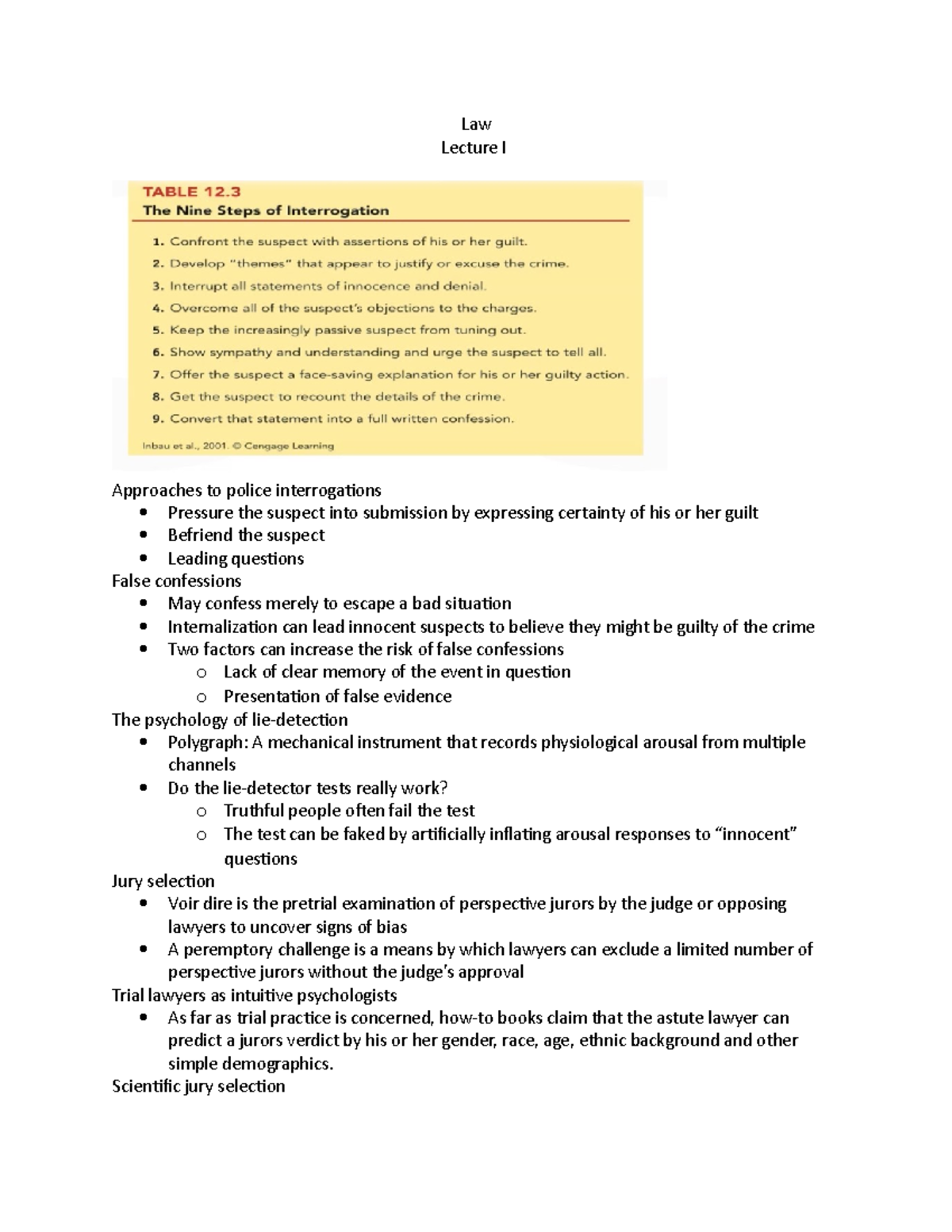 Chapter 12 - Lecture notes 1 - Law Lecture I Approaches to police ...