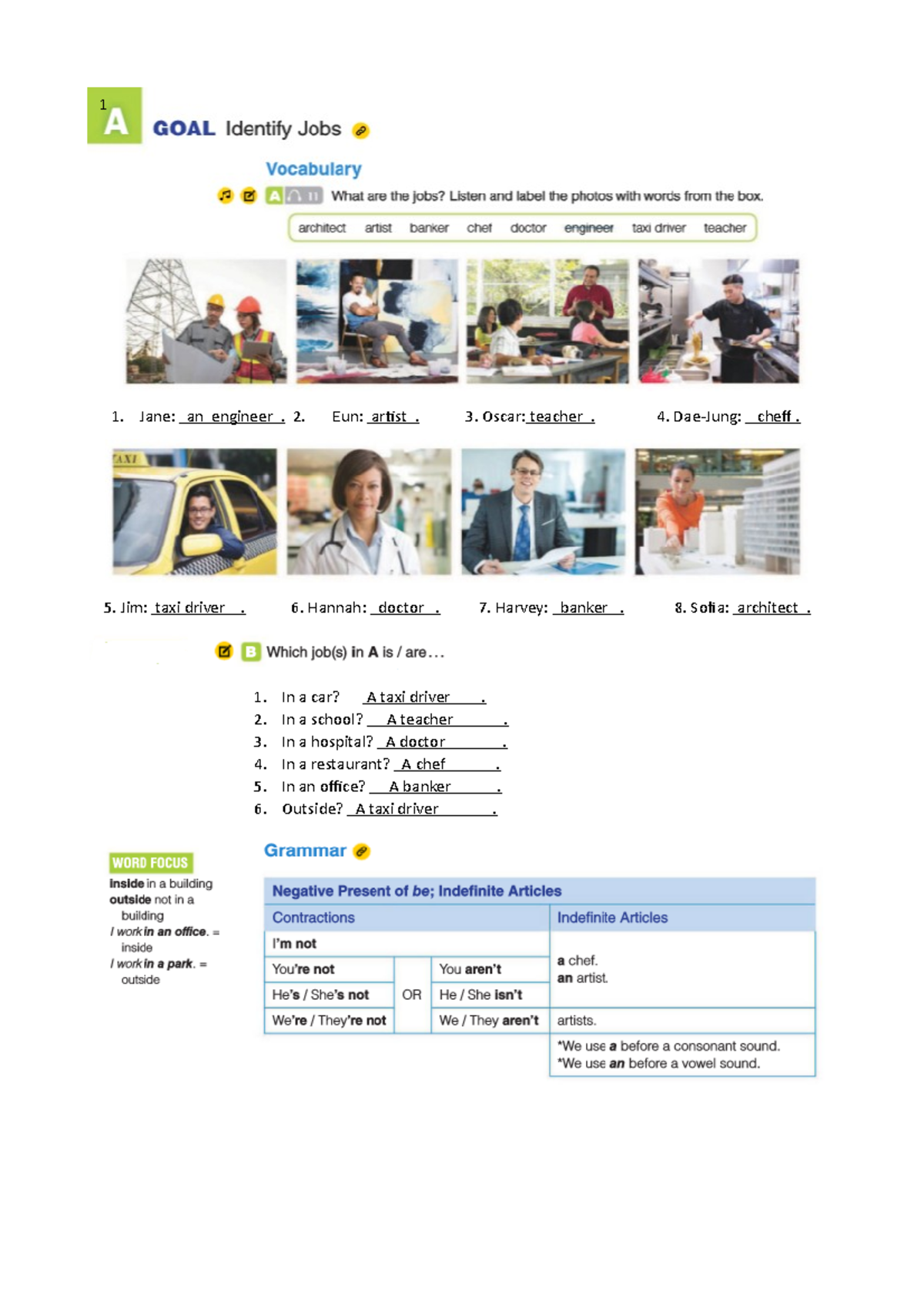 2 - A - wefwefwef - Jane: an engineer. 2. Eun: artist. 3. Oscar ...