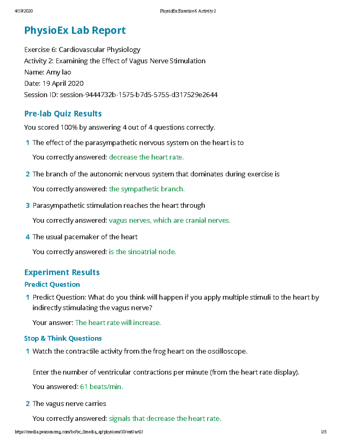 physio assignment - 3K\VLR([ ([HUFLVH $FWLYLW\ - Studocu