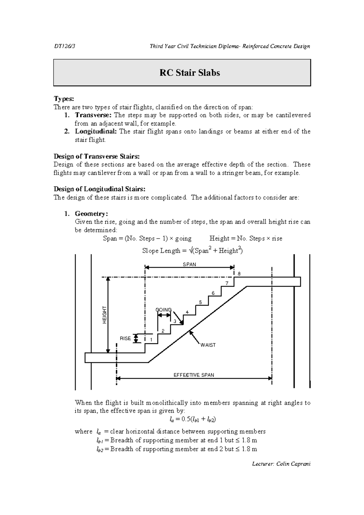 RC Stair Slabs - DT126/3 Third Year Civil Technician Diploma ...