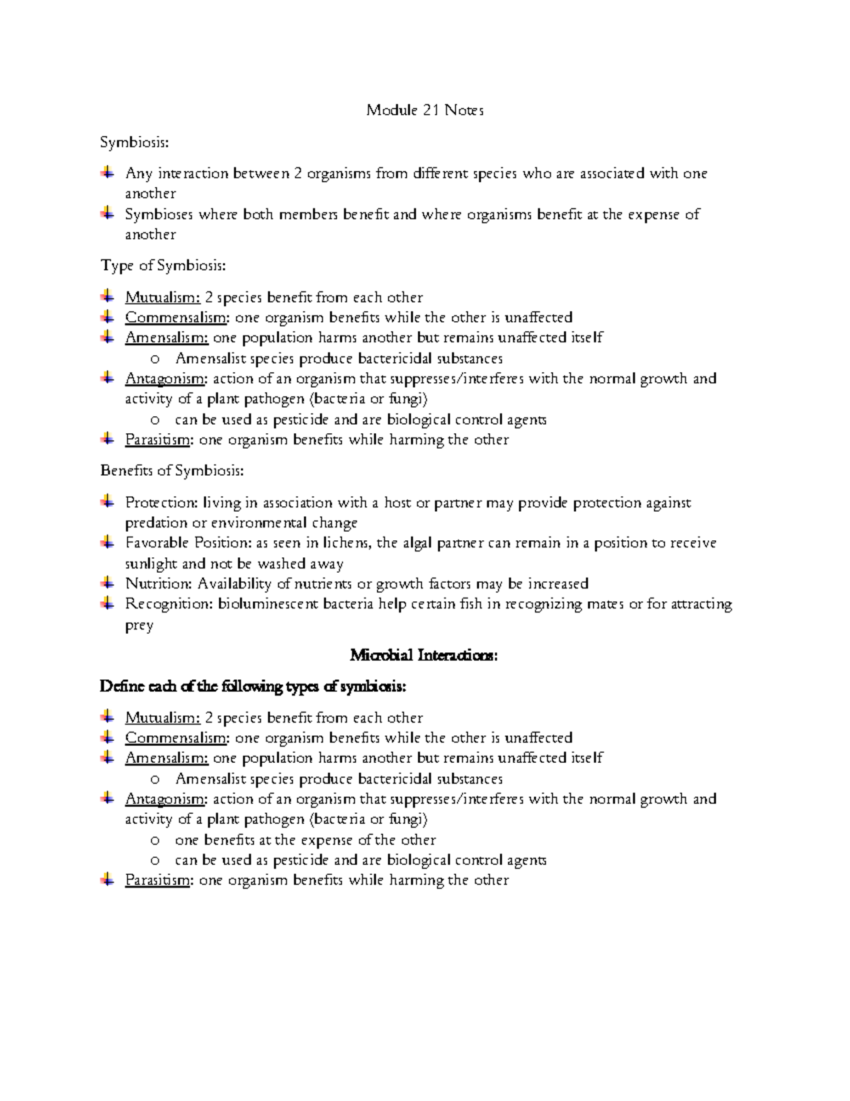 Module 21 Notes: Symbiosis & Microbial Interactions - Module 21 Notes ...