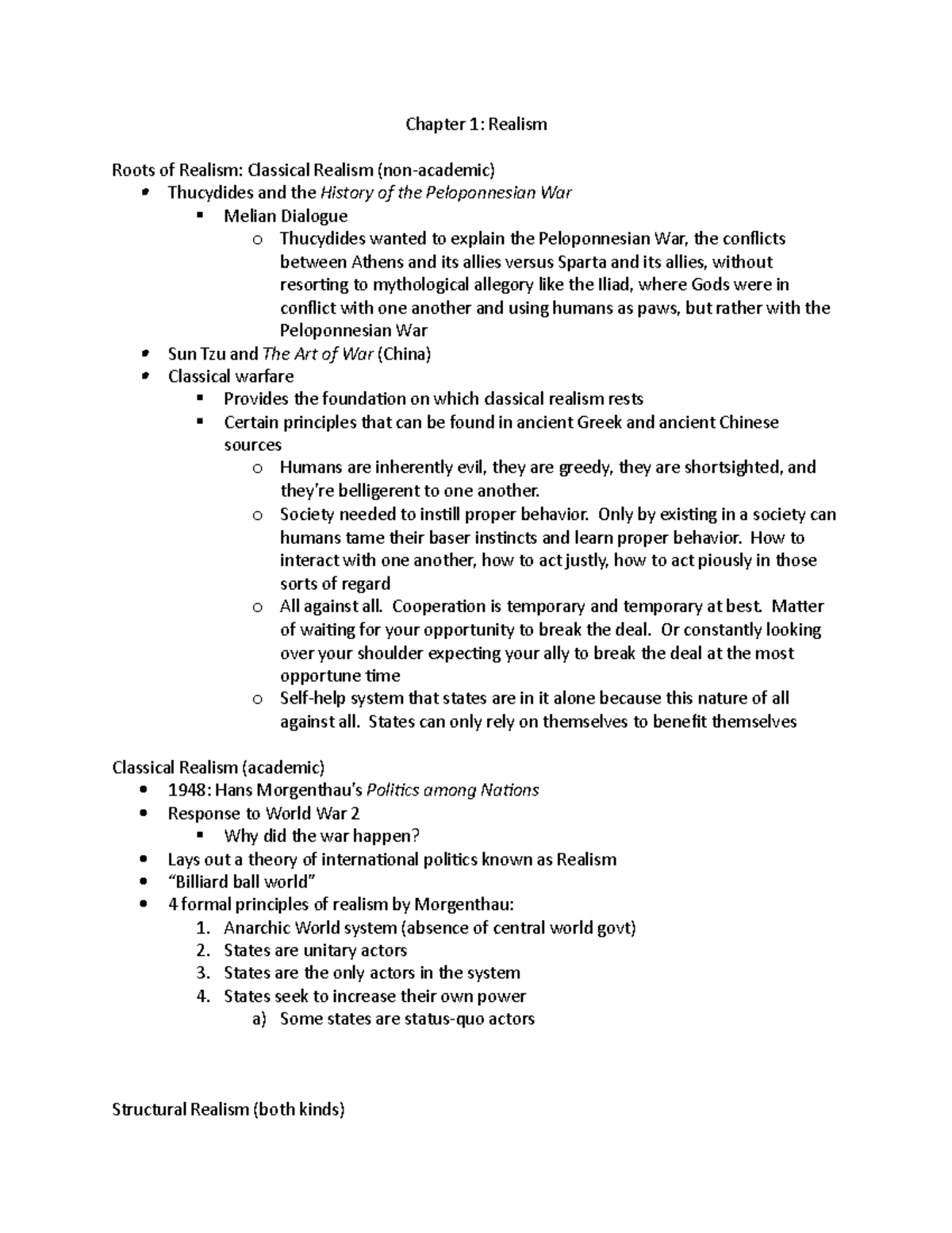 Chapter 1 Realism - Michael Toje INTL 2000 - Chapter 1: Realism Roots ...