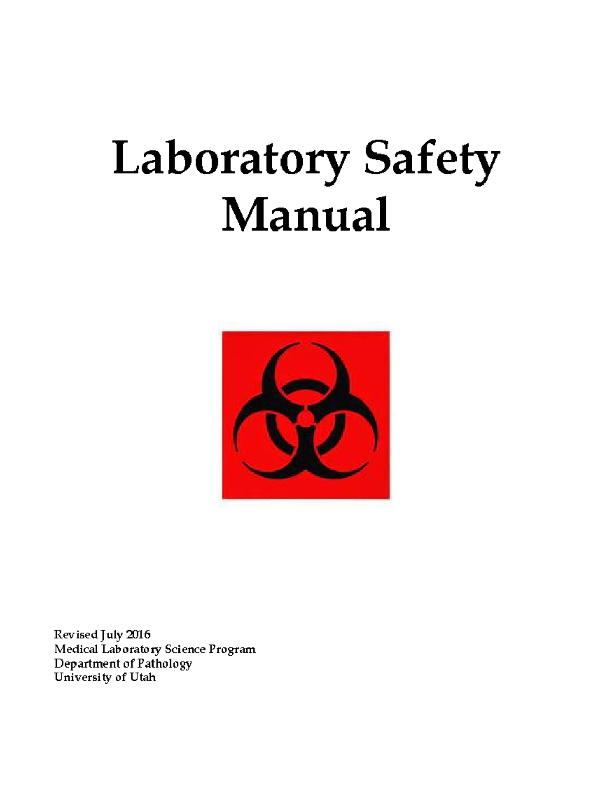 Mls laboratory safety manual - Laboratory Safety Manual Revised July ...