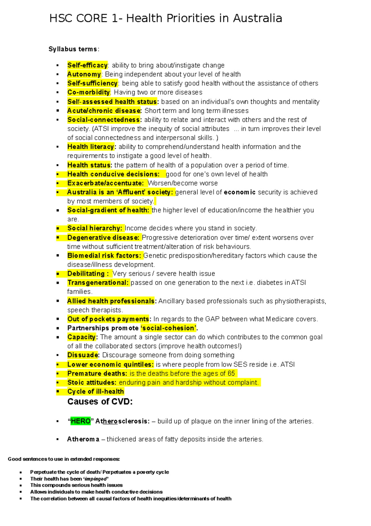 P Nw O hsc core 1 nishans official notes - Syllabus terms: Self ...
