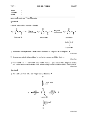 CHM557 Experiment 5 - Chm - SEMESTER 20224 OCTOBER 2022 - FEBRUARY 2023 ...