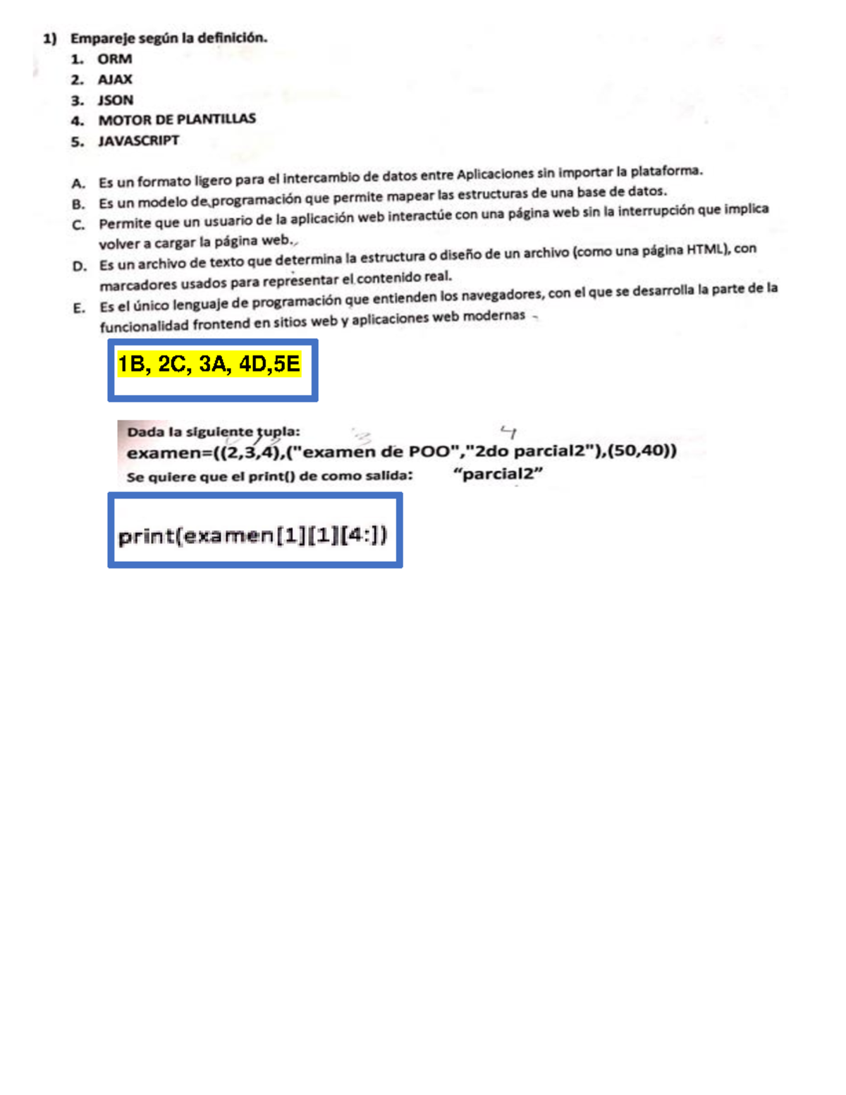 Poo merged - Aprendizaje pra poo - 1B, 2C, 3A, 4D,5E 1A ,2H,3C, 4E,5F ...