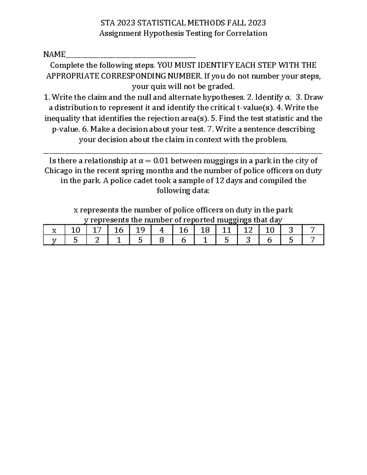 Assignment Week 13 Hypothesis Testing For Correlation Sta 2023