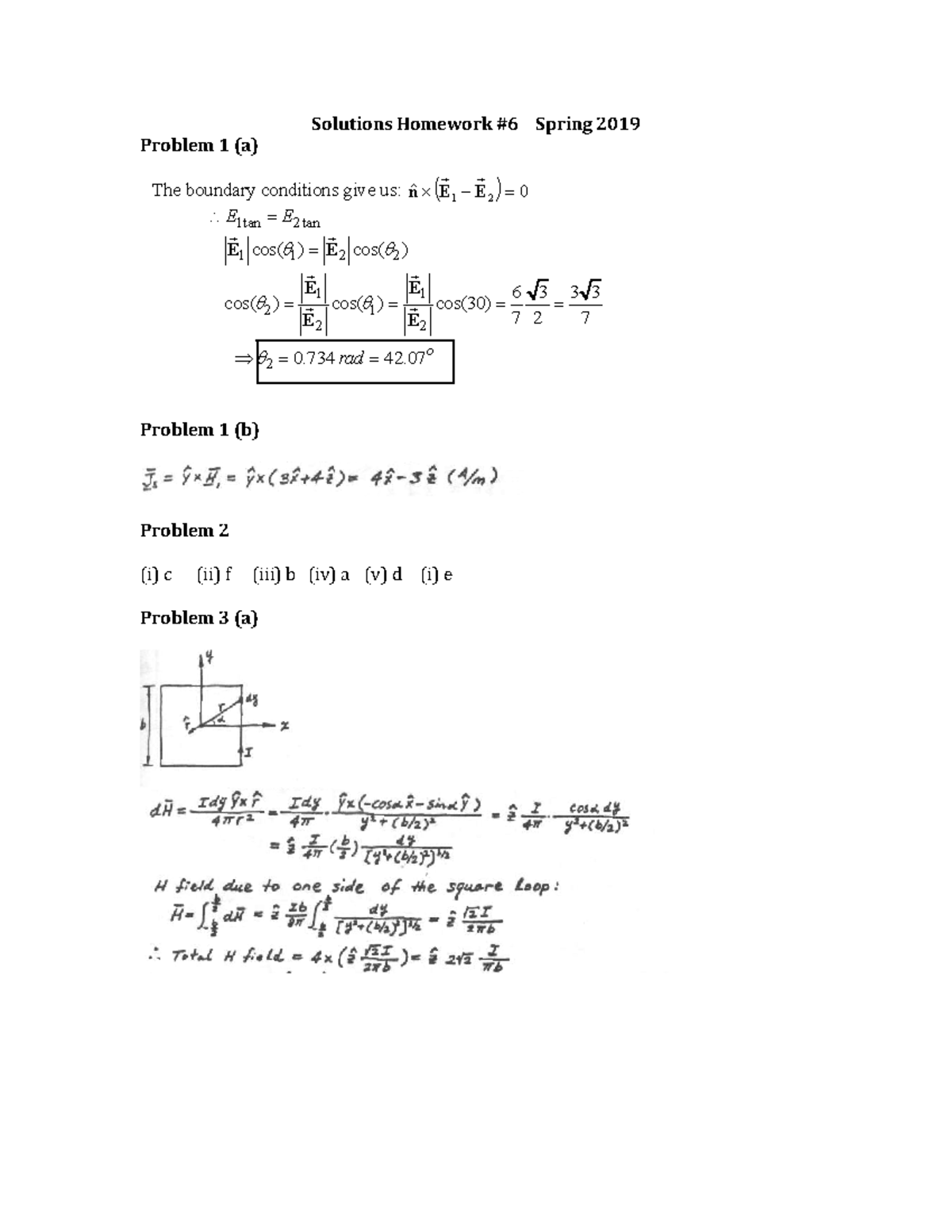 Solutions EE 330 HW6 SP19 - Solutions Homework #6 Spring 2019 Problem 1 (a) Problem 1 (b ...