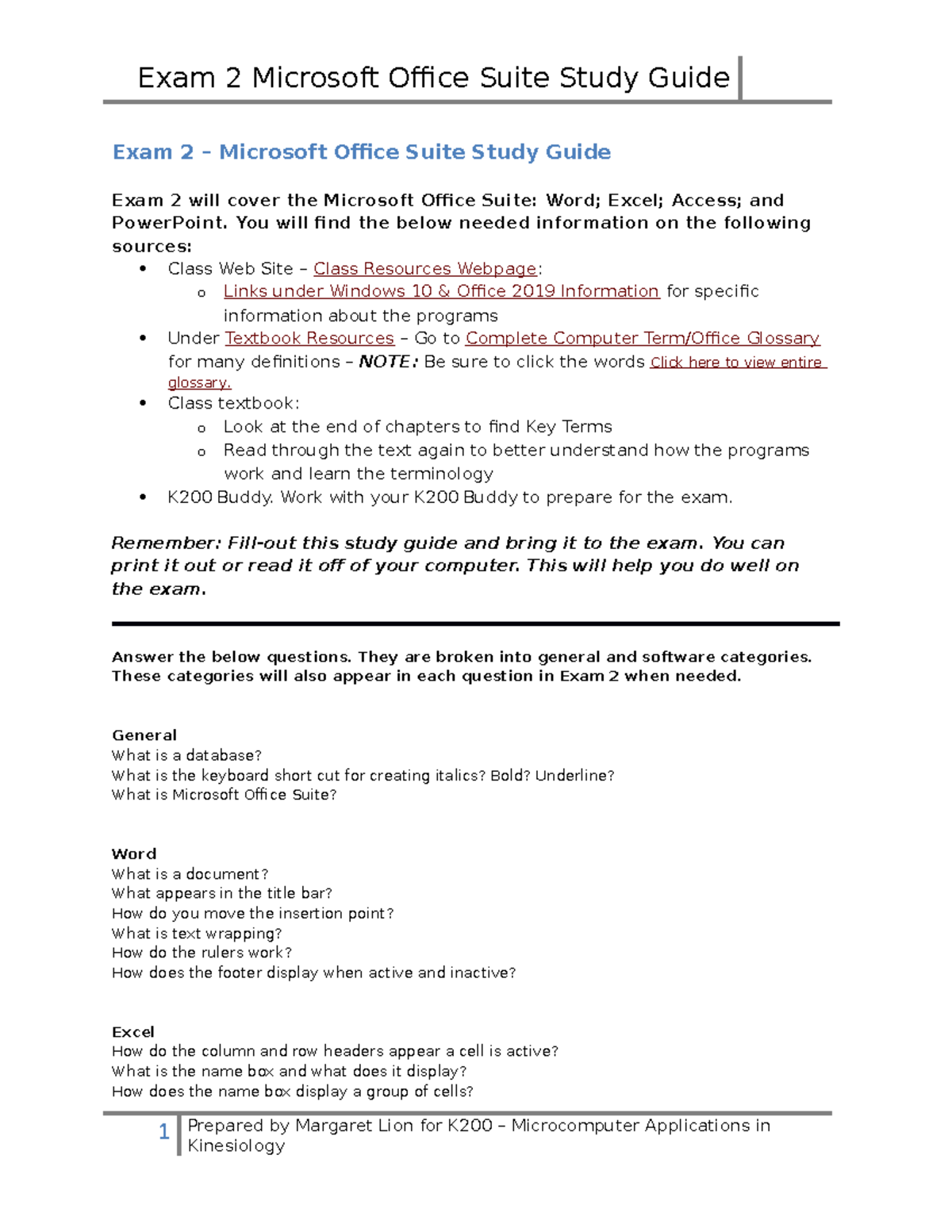 Exam 2 study guide - Article - Exam 2 Microsoft Oice Suite Study Guide ...