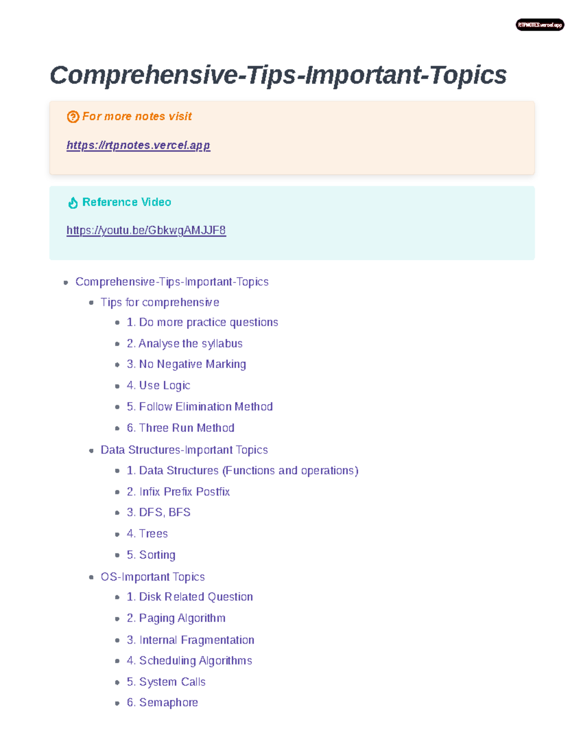 Comprehensive Tips Important Topics - Comprehensive-Tips-Important ...