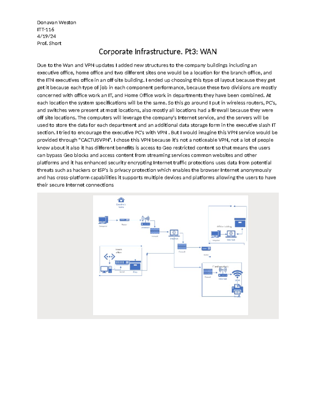 Corporate Infrastructure 3 - Donavan Weston ITT- 4/19/ Prof. Short ...