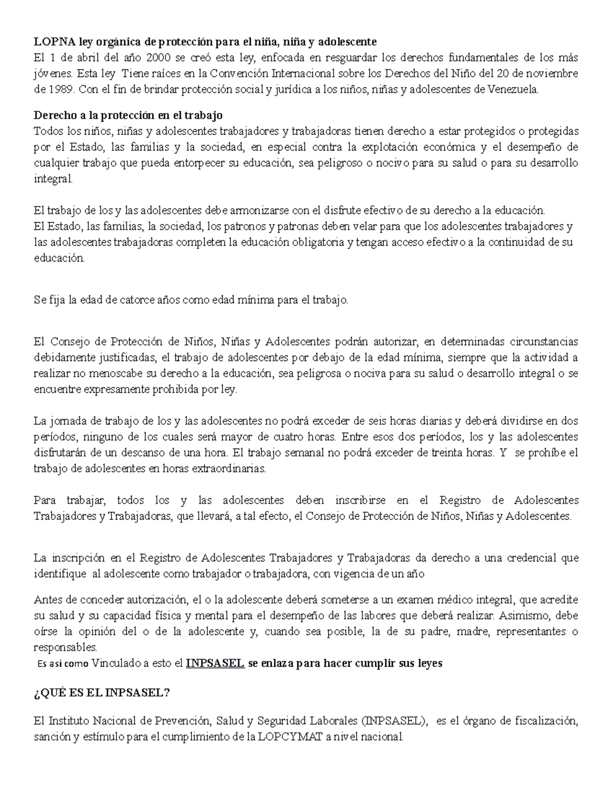 Lopna ley orgánica de protección para el niña MI EXPO - LOPNA ley ...