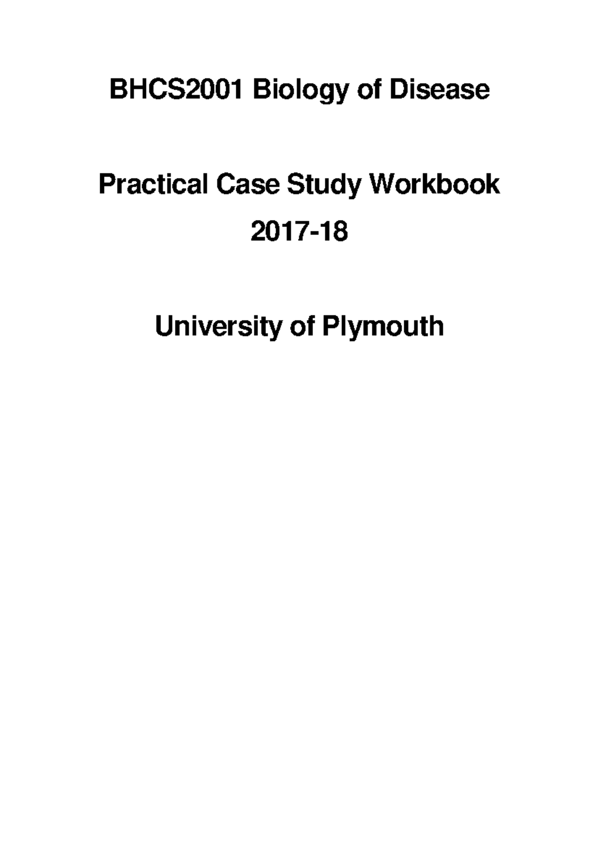 BHCS2001 Case Study 2017-18 Practical One Clincal Chemistry - Warning: TT: undefined function ...