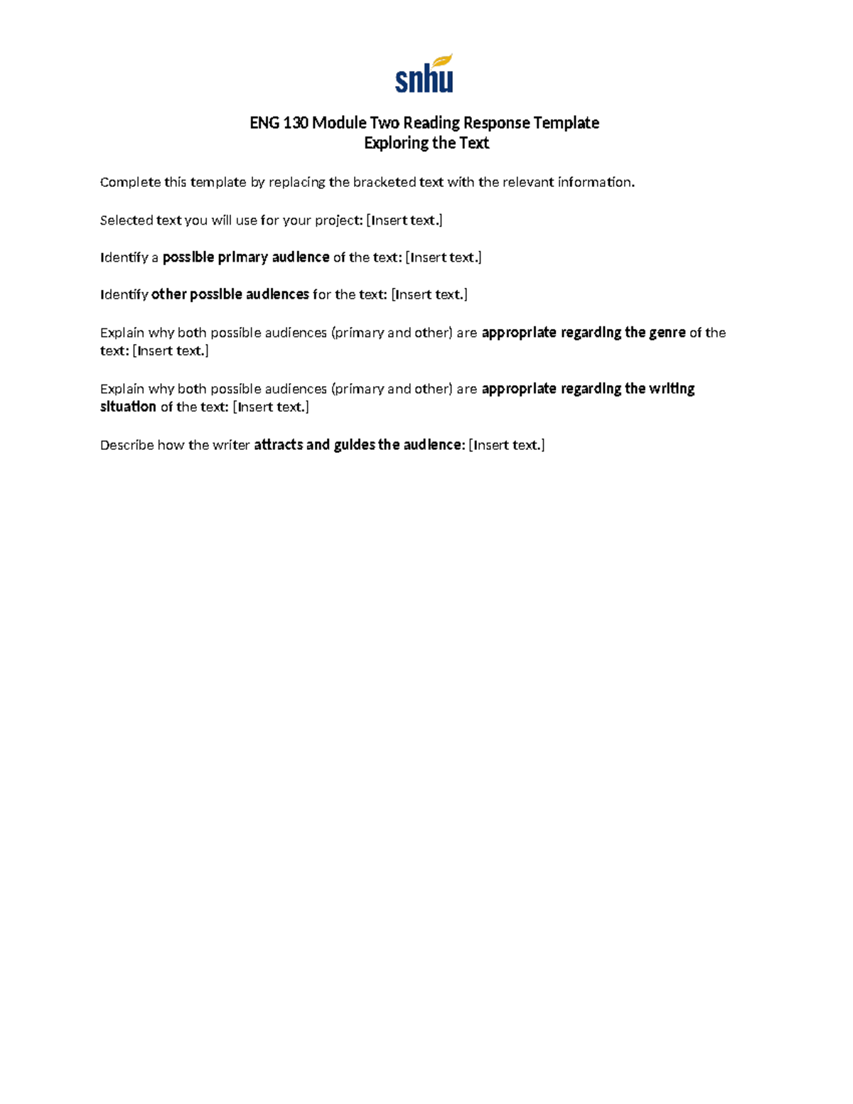 0 Module Two Reading Response Template - ENG 130 Module Two Reading ...