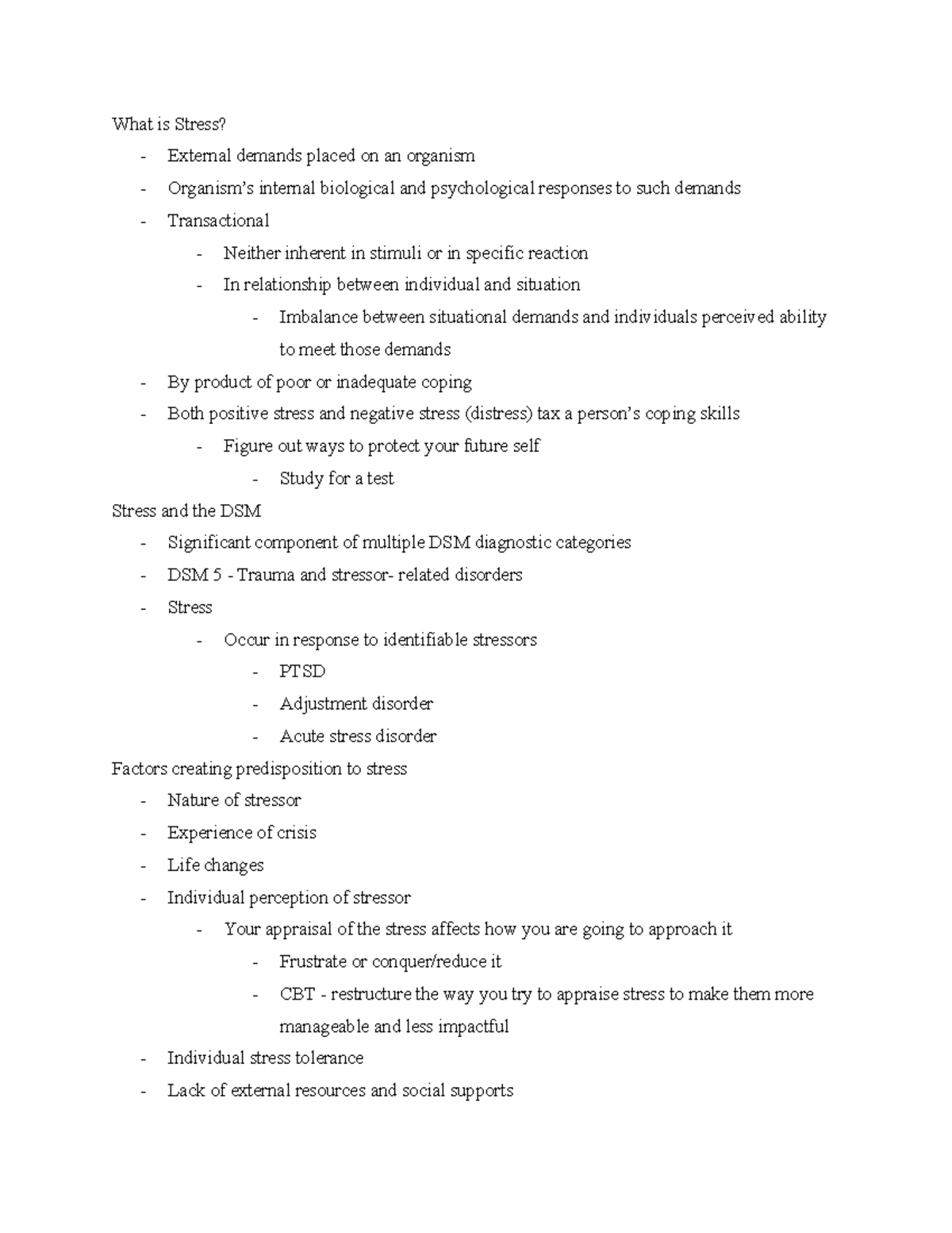 AP 7 (stress and its effects) - What is Stress? - External demands ...