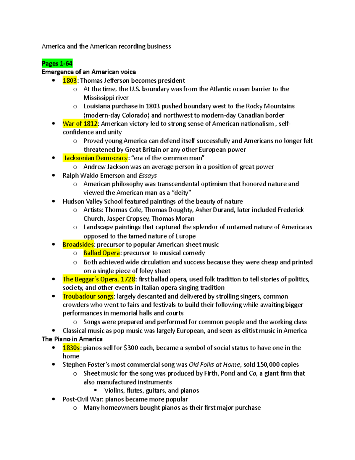 Unit 1 America and the American recording business - America and the ...