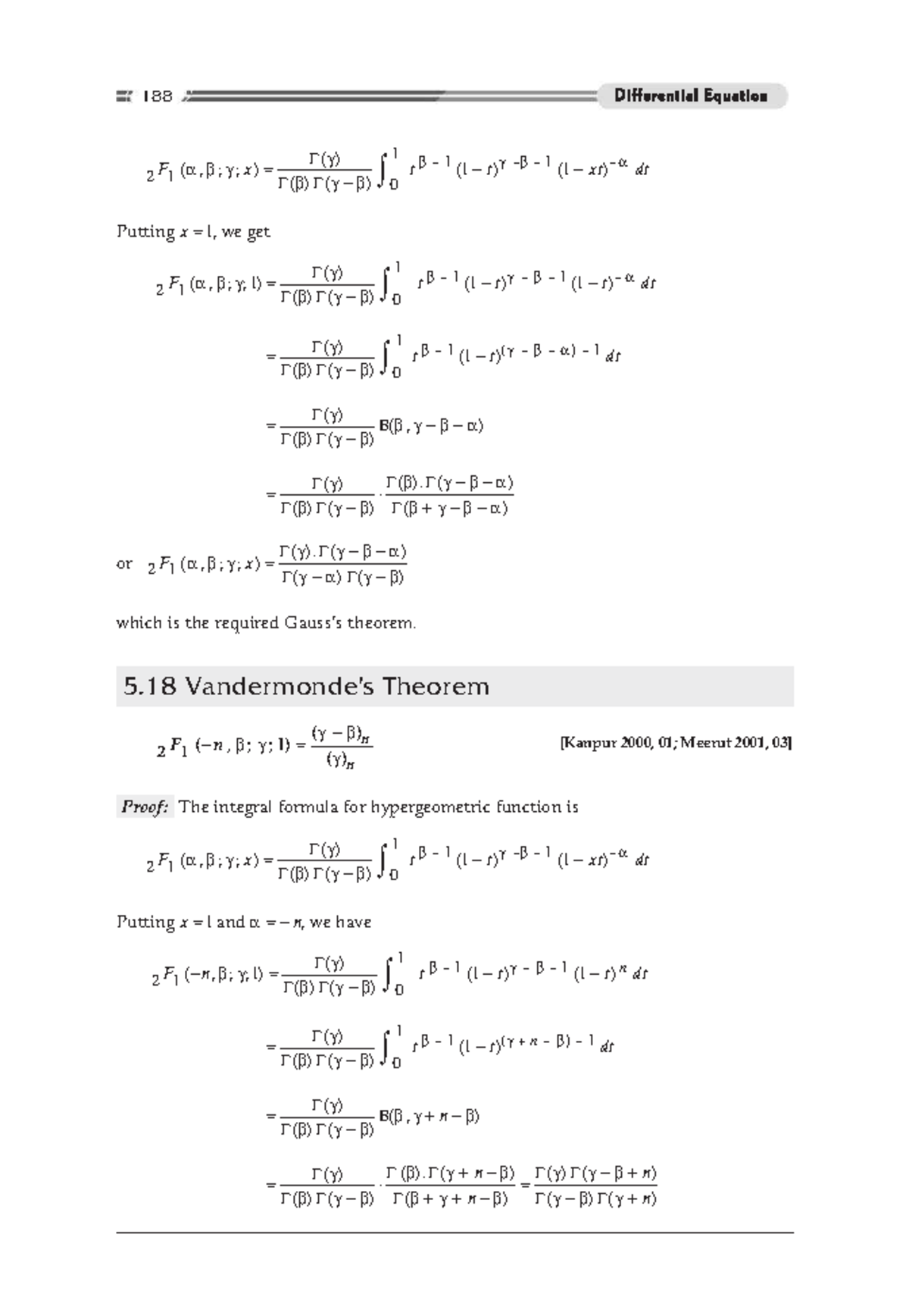 Differential equations-66 - 2 1 1 1 F ( , ; ; x ) ( ) t 1 t 1 xt ...