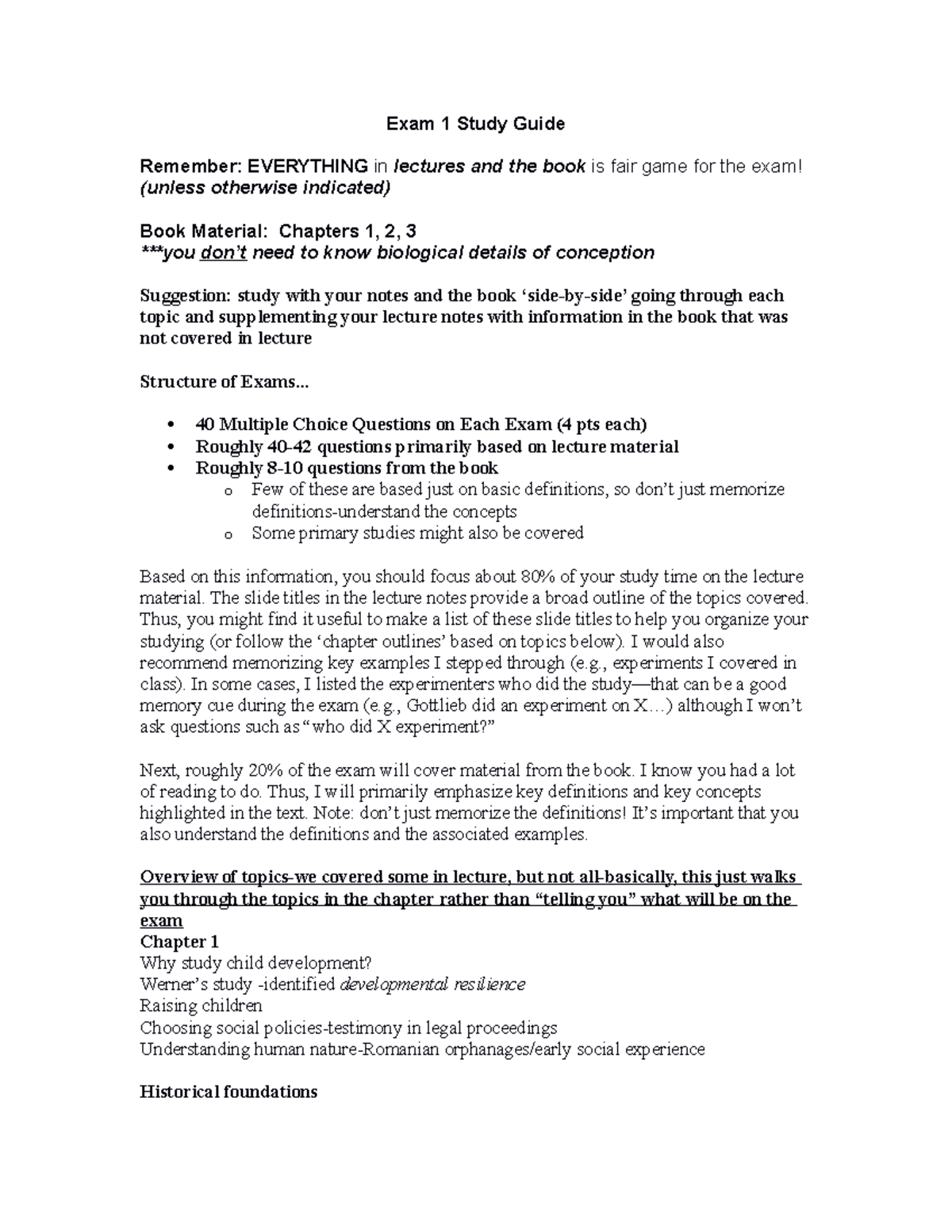 Exam 1 Study Guide - Studocu