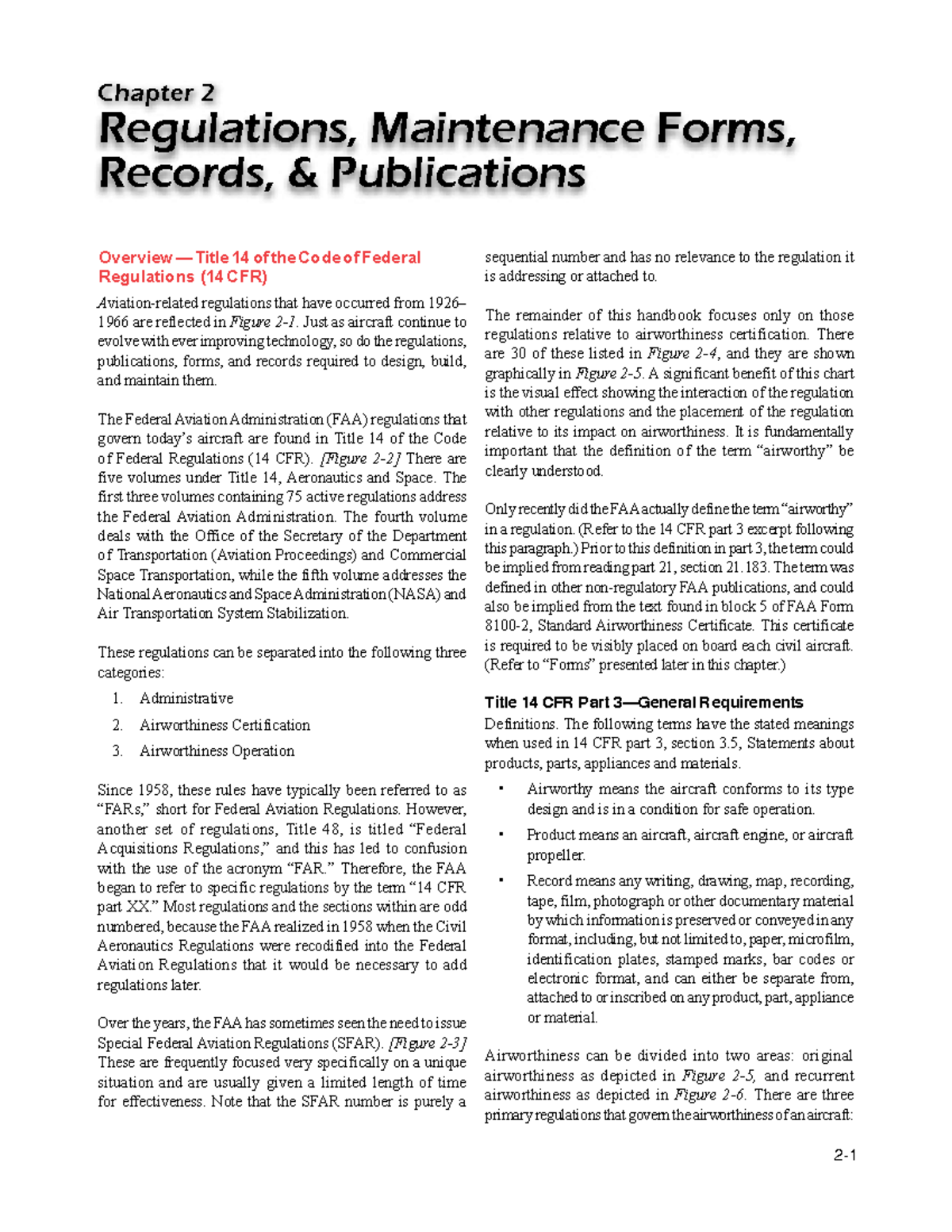 FAA General Chapter 2 Maintenance Forms - Regulations, Maintenance ...