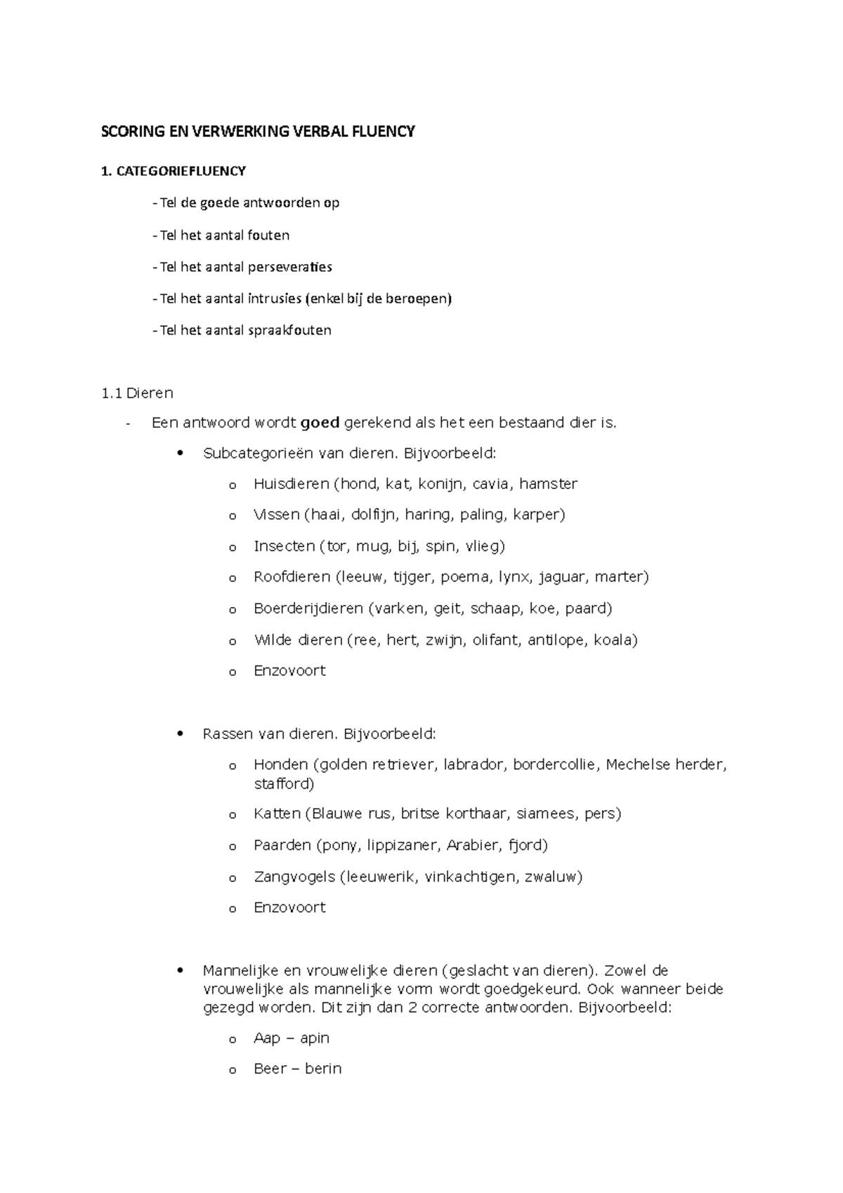 Scoring EN Verwerking Verbal Fluency (versie 2020) - SCORING EN ...