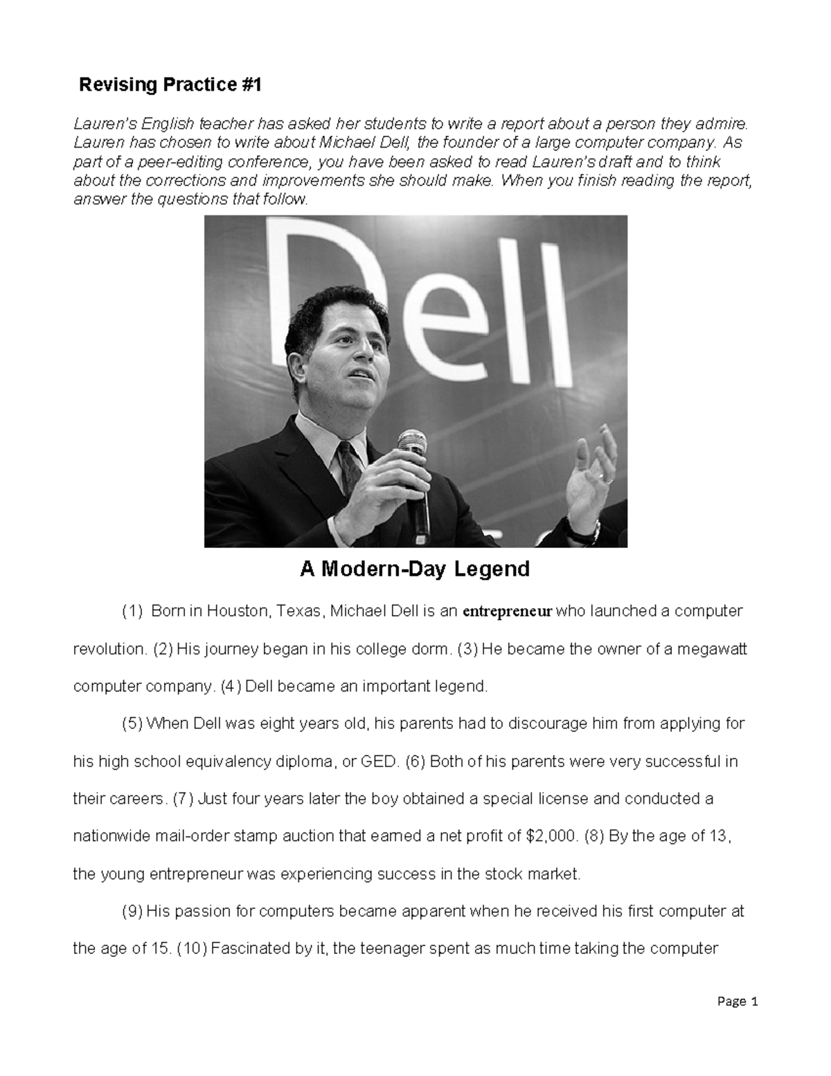 English Iand Iistaareocrevising Passages - Revising Practice Lauren’s ...