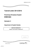 ENN1504 - Unisa - Practising Workplace English - Studocu