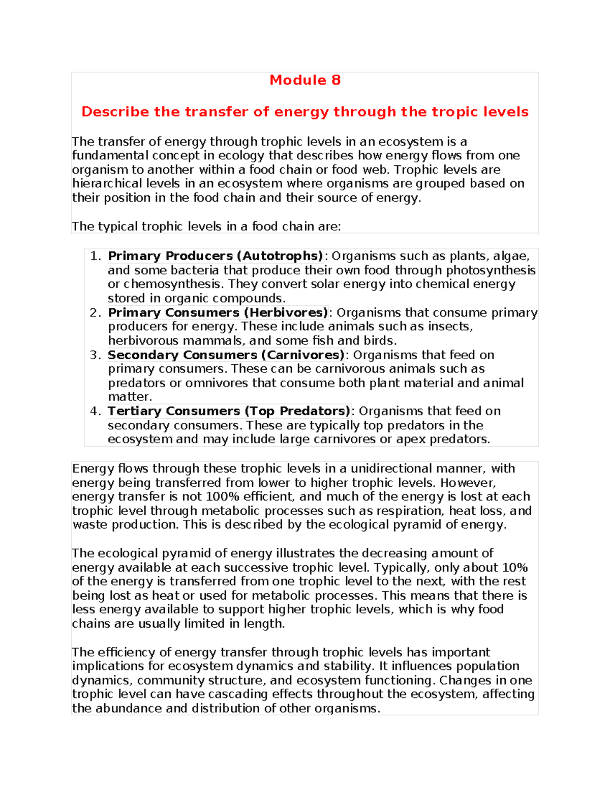 Module 8 science 8 for students - Module 8 Describe the transfer of ...