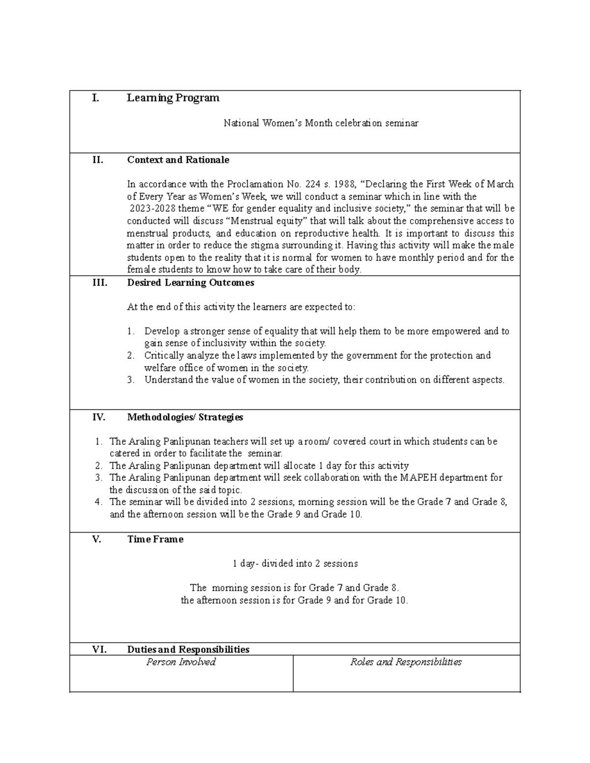 Learning-Program Wmonth - I. Learning Program National Women’s Month ...