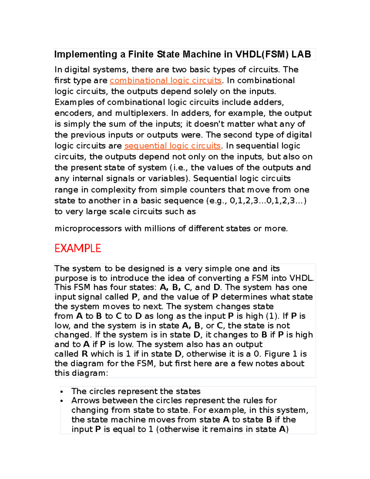 FSM LAB - Implementing a Finite State Machine in VHDL(FSM) LAB In ...