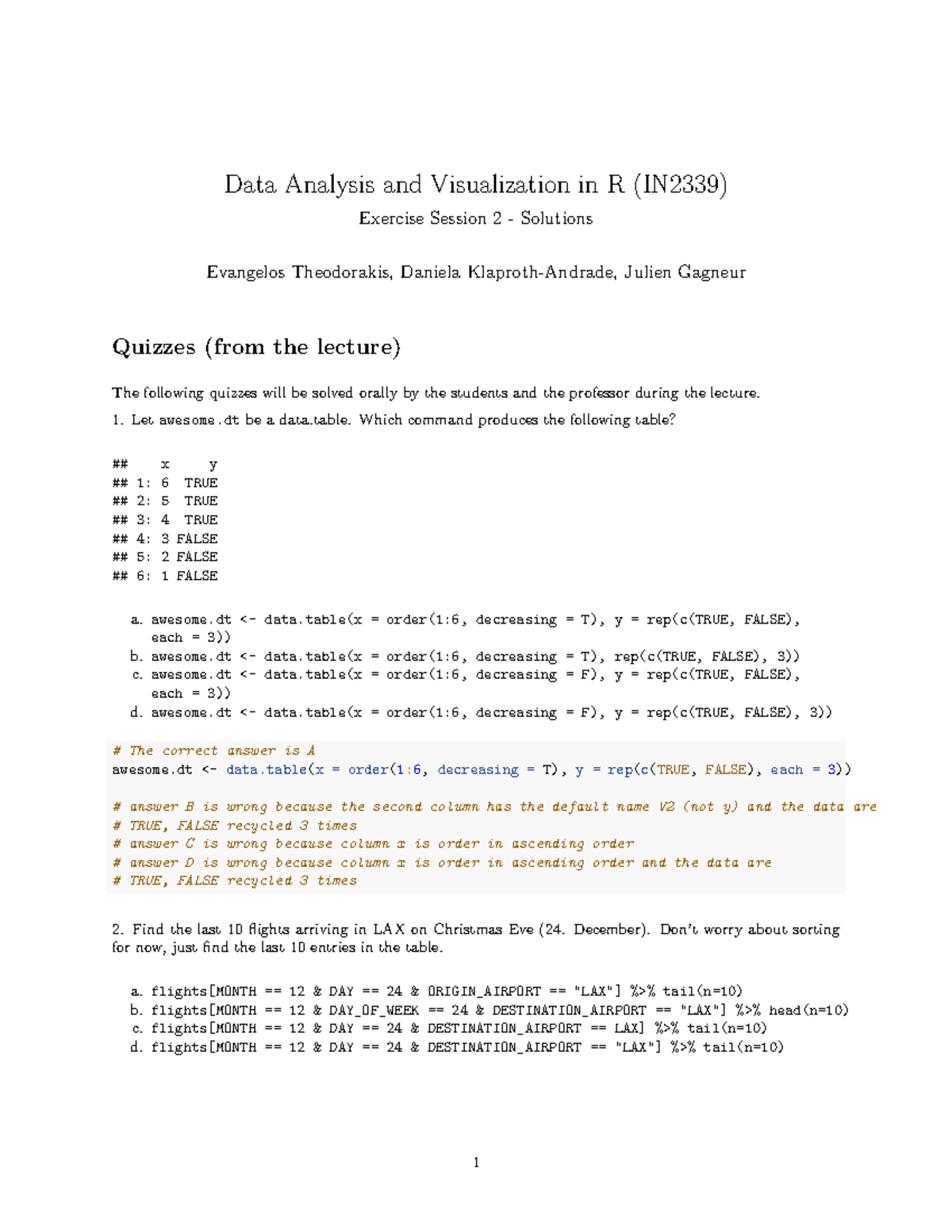 Exercise 02 Solutions Data Analysis And Visualization In R In2339 Exercise Session 2