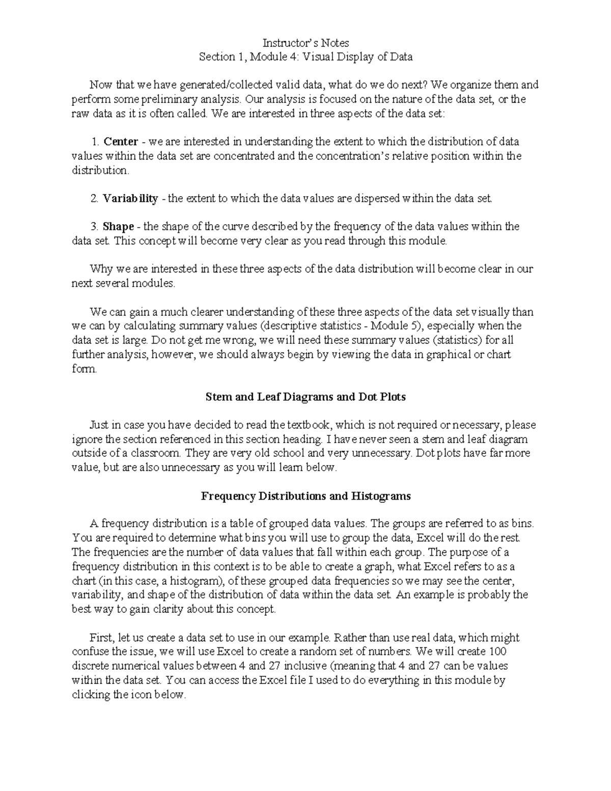 Instructors Notes Module 4 - Instructor’s Notes Section 1, Module 4 ...