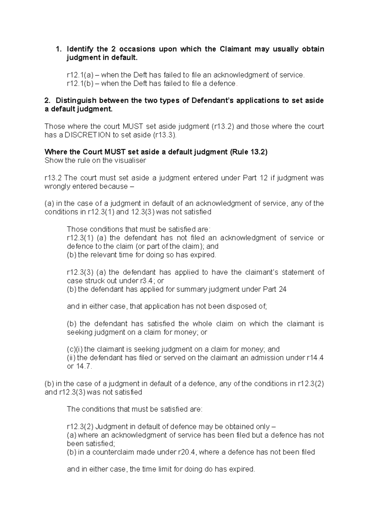 WS 3 - Civil PREP Answers - 1. Identify the 2 occasions upon which the ...