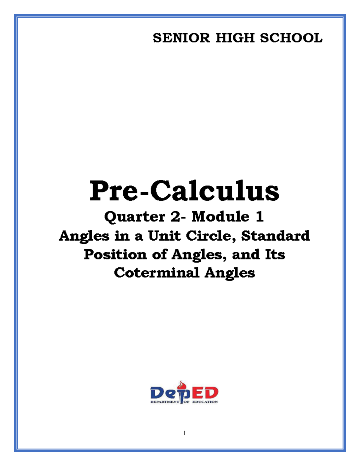 pre calculus module 1 quarter 2 - i SENIOR HIGH SCHOOL Pre-Calculus ...