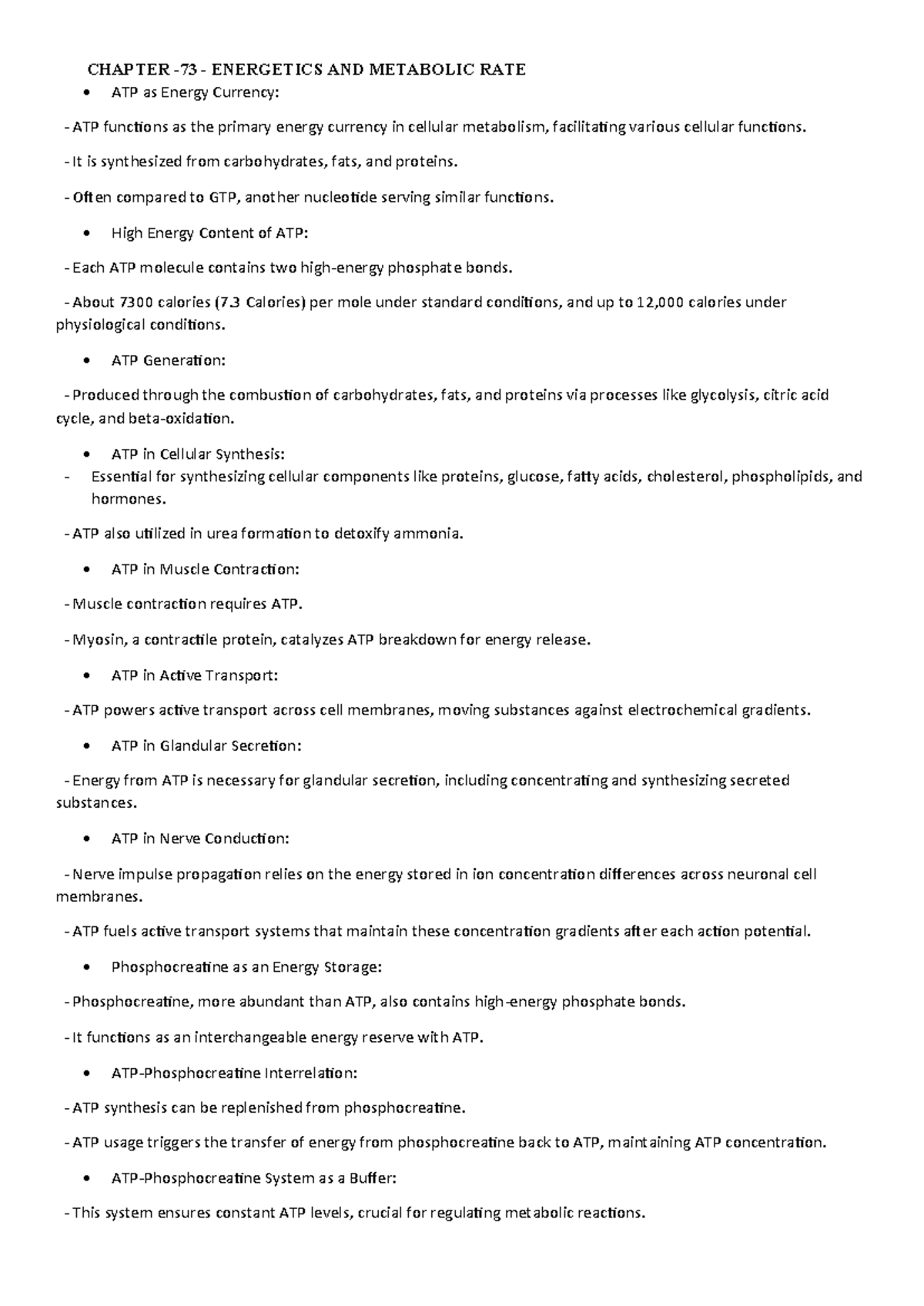 CHP-73- Energetics AND Metabolic RATE - CHAPTER - 73 - ENERGETICS AND ...