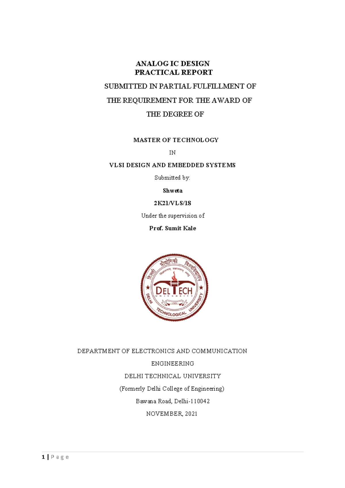 AID file - aid lab - ANALOG IC DESIGN PRACTICAL REPORT SUBMITTED IN ...