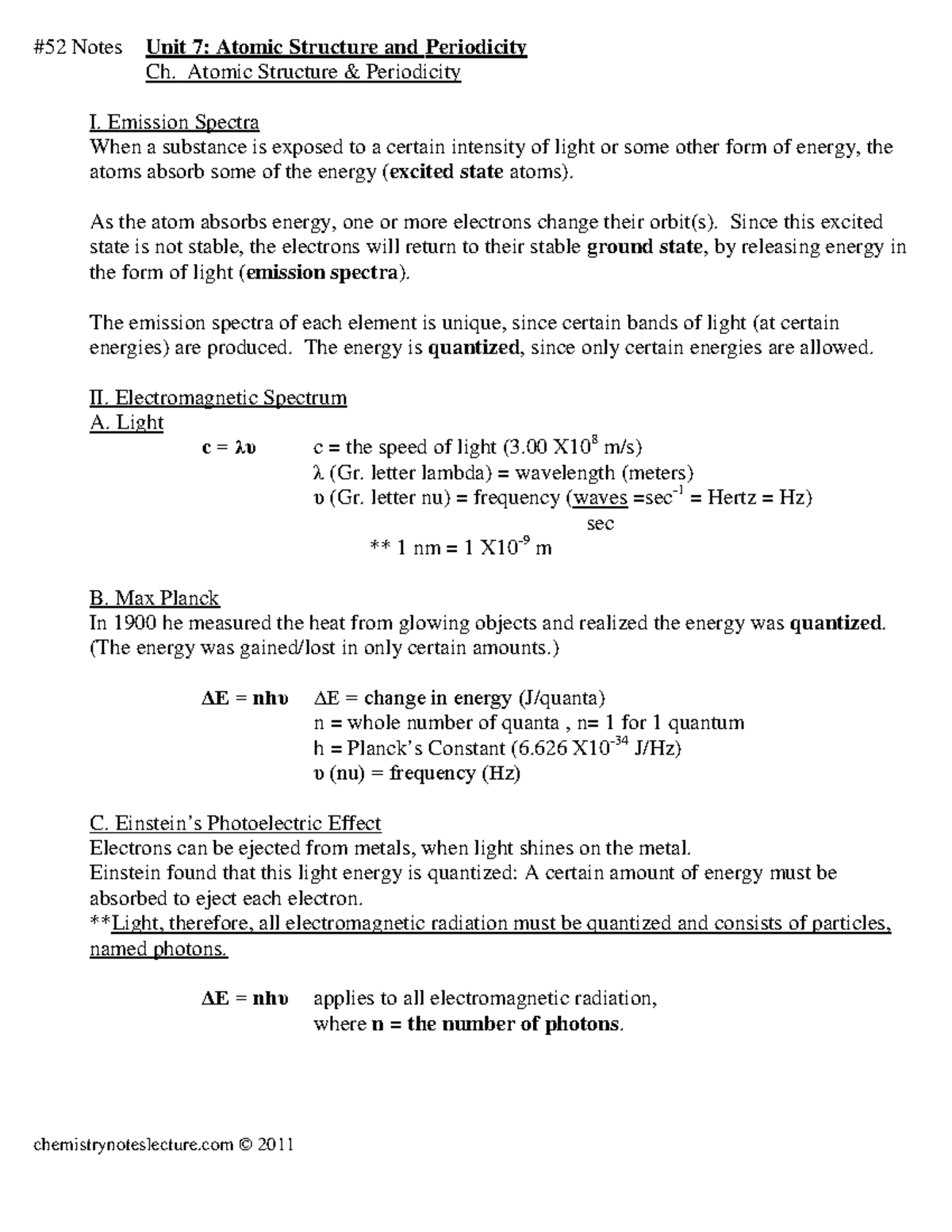 atomic structure - #52 Notes Unit 7: Atomic Structure and Periodicity ...