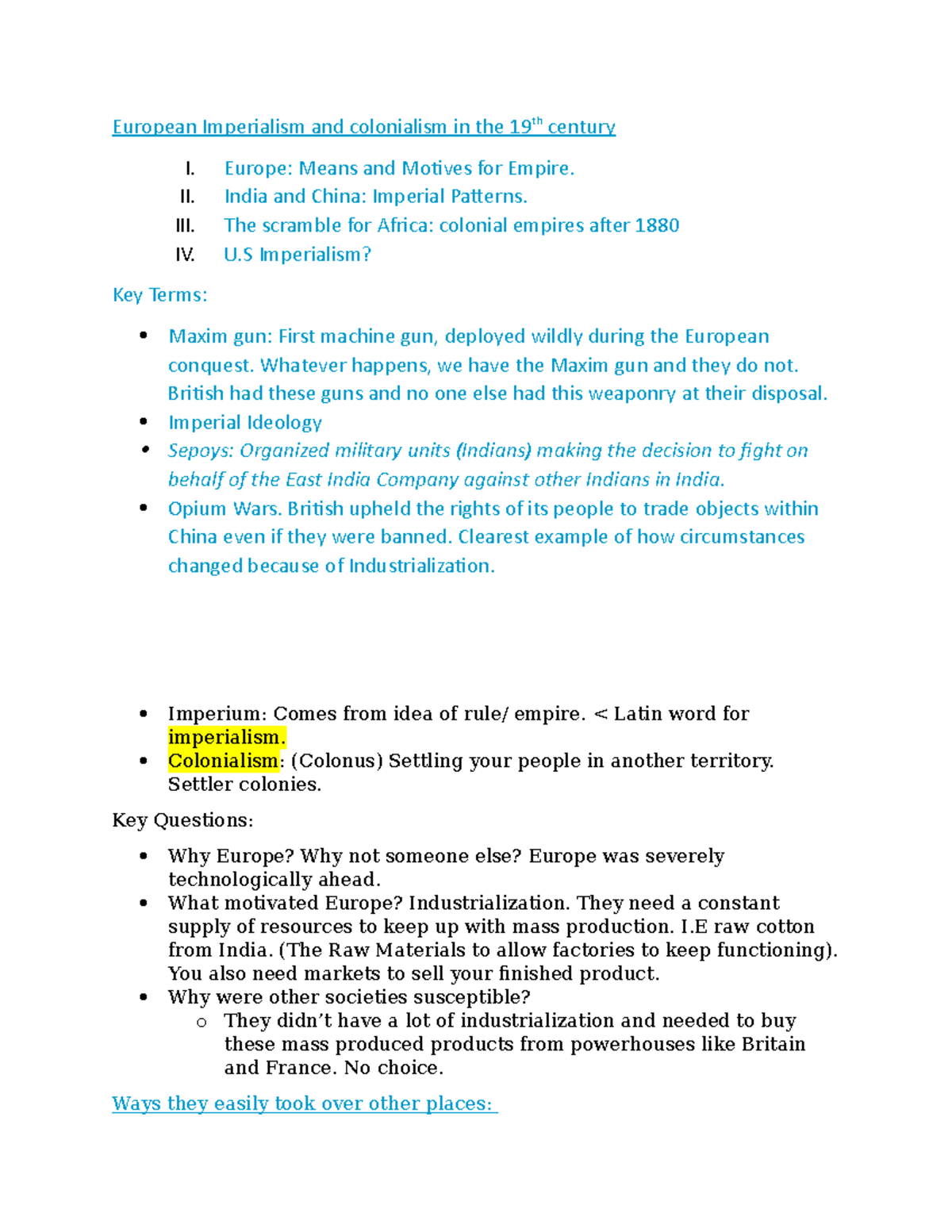 European Imperialism and colonialism in the 19th century - Europe ...