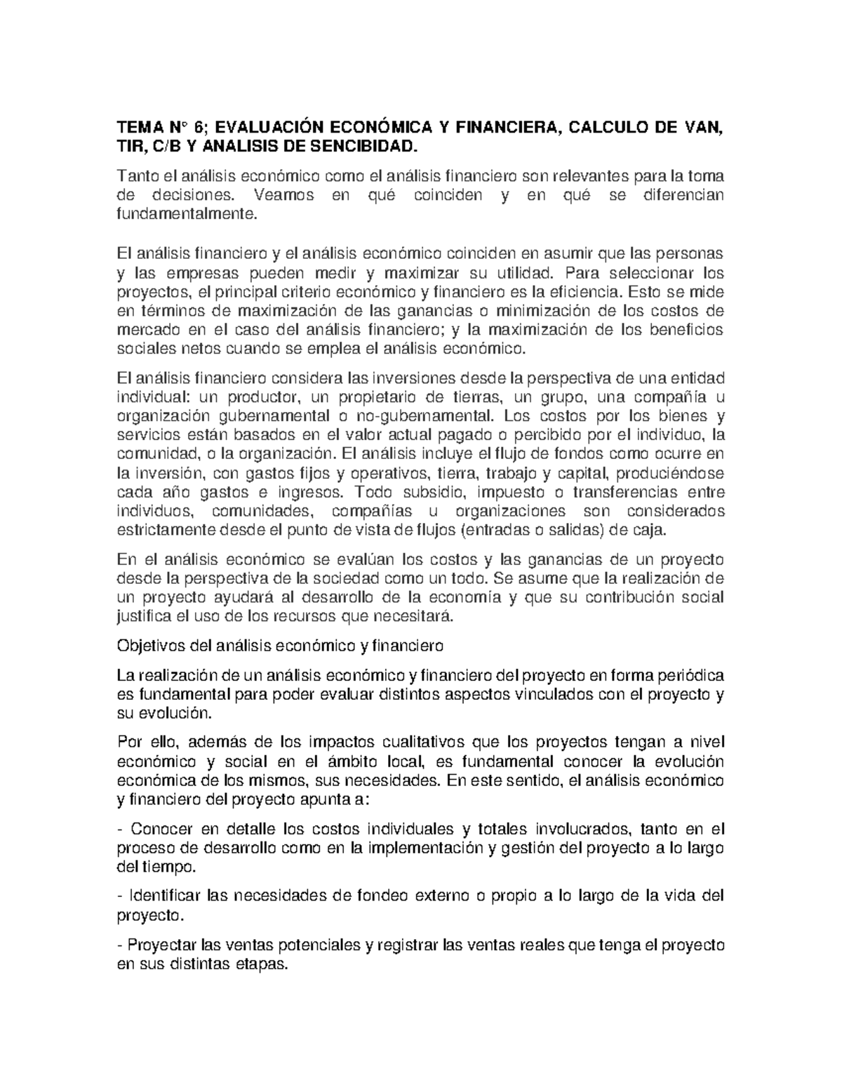 TEMA N° 06; Evaluacion Economica Y Financiera Delproyecto Y Valor ...