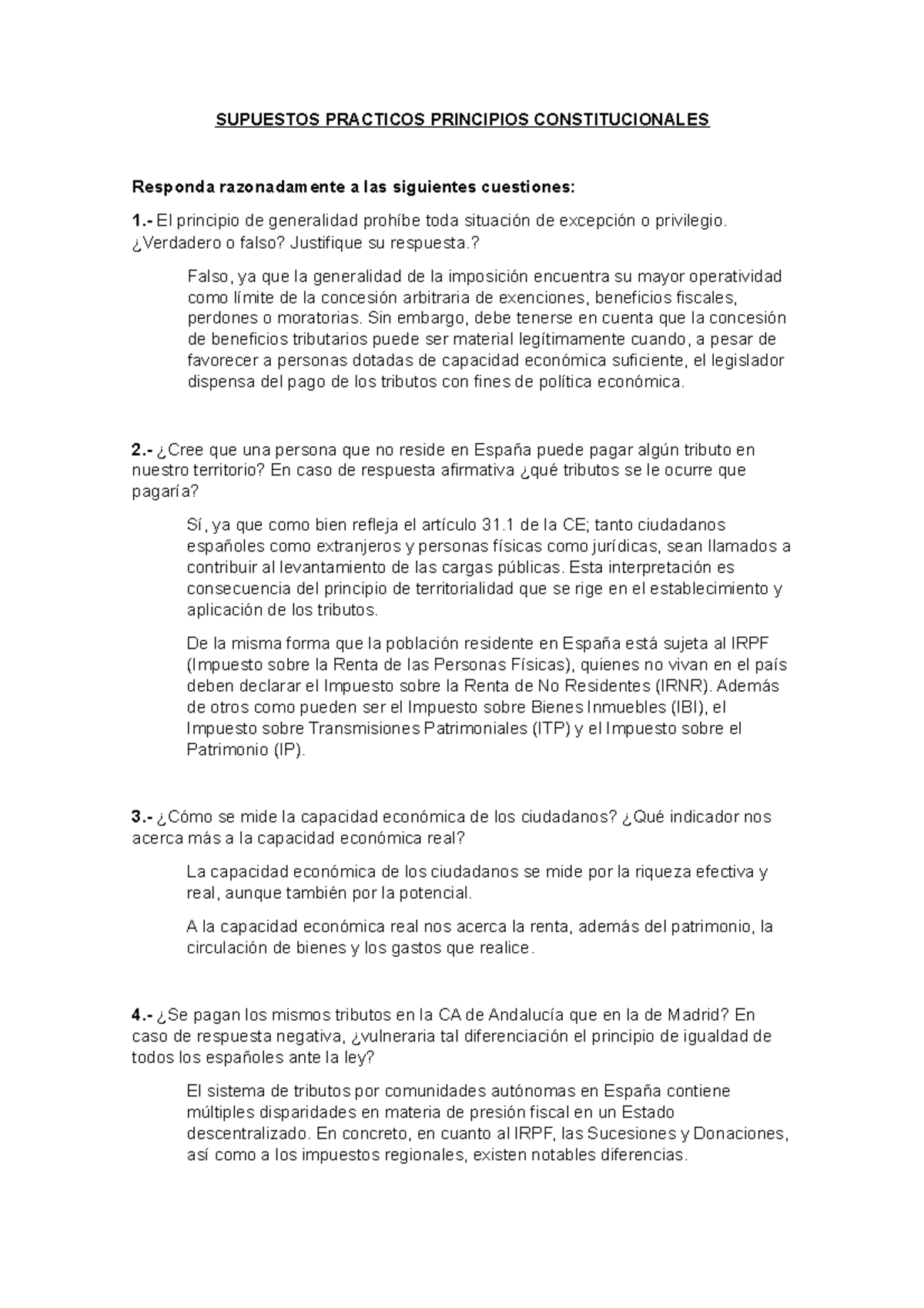 Práctica 2 Principios Constitucionales - SUPUESTOS PRACTICOS PRINCIPIOS ...