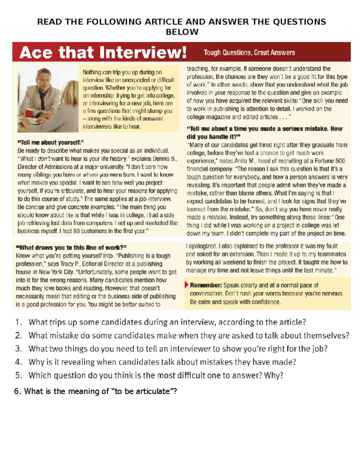 ACE THAT Interview - Ayuda a tener una mejor oportunidad de conseguir lo que buscas. - Studocu