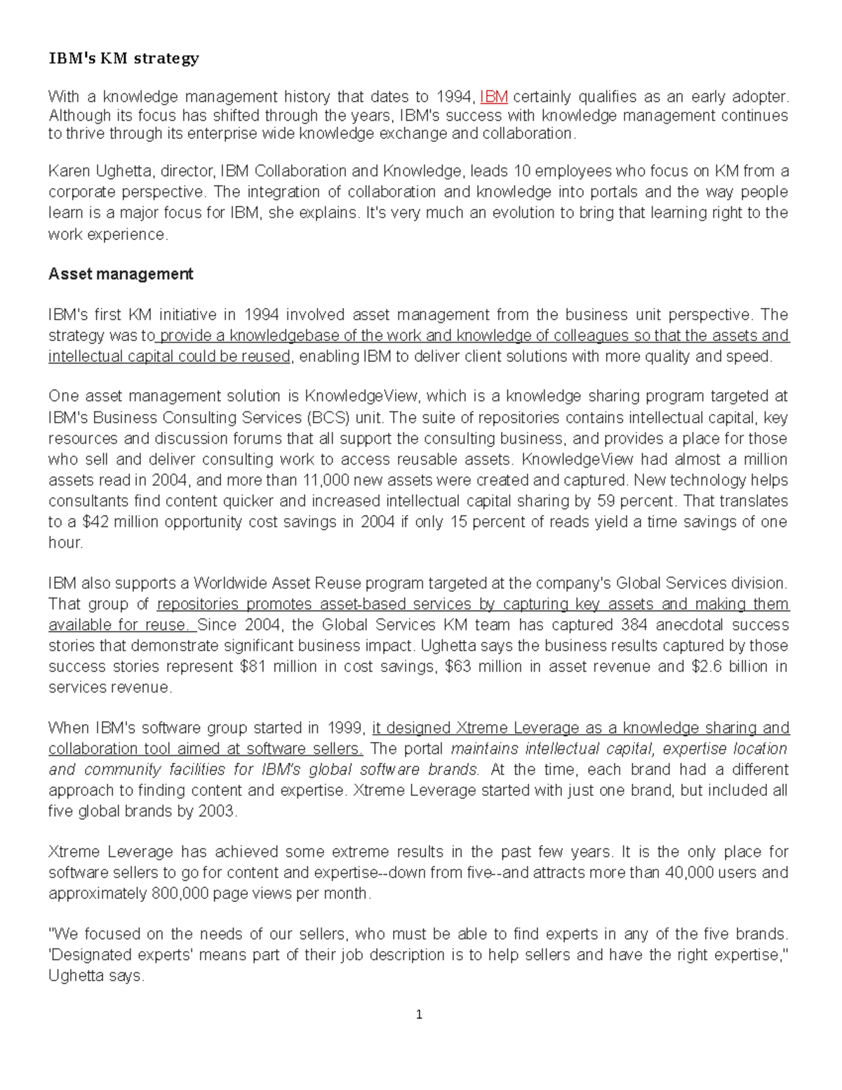 Team 11.- Class Activity - IBM case KM - IBM's KM strategy With a ...