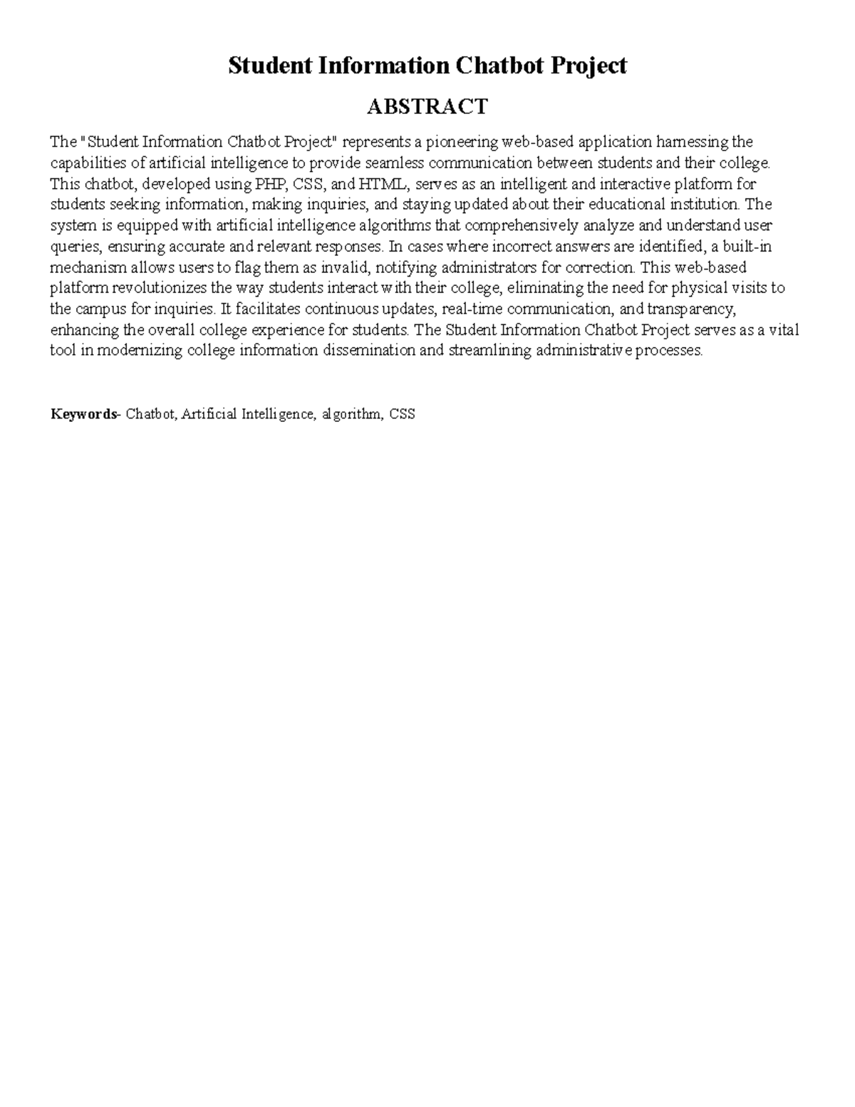 Student Information Chatbot Projec 1t - Student Information Chatbot ...